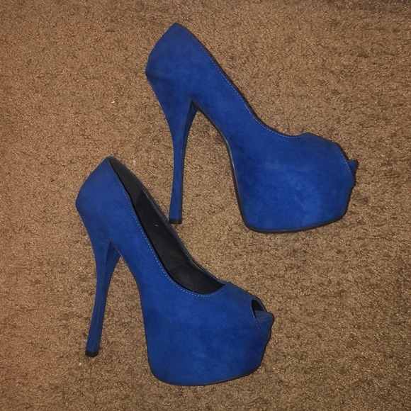 Shoes | Royal Blue Peep Toe Stilettos | Poshmark